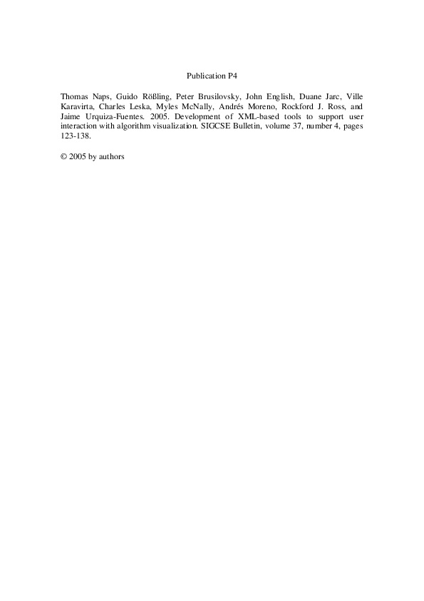 Pdf Development Of Xml Based Tools To Support User Interaction With Algorithm Visualization