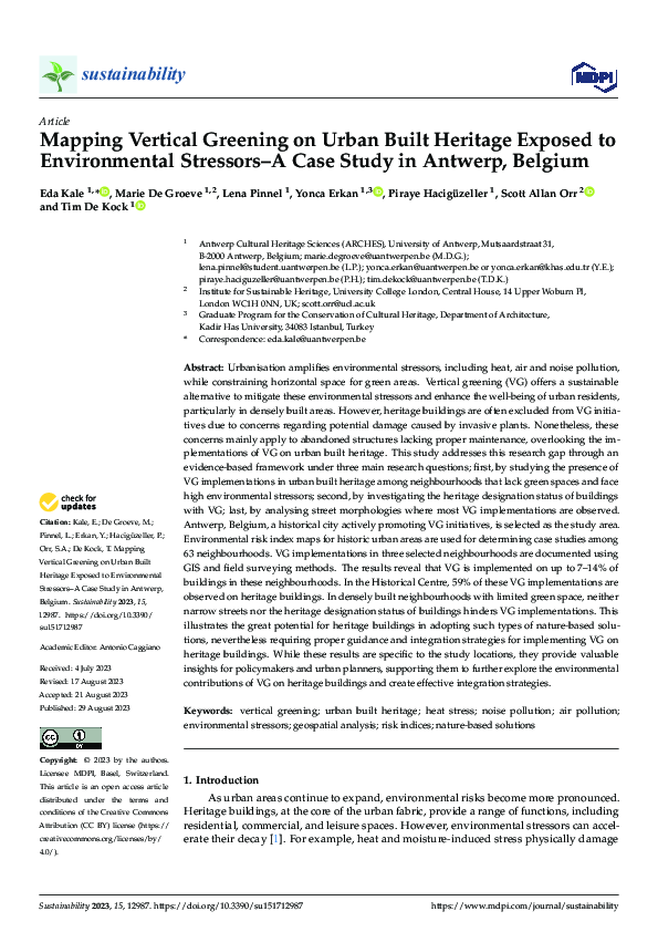 (PDF) Mapping Vertical Greening on Urban Built Heritage Exposed to Environmental Stressors–A ...