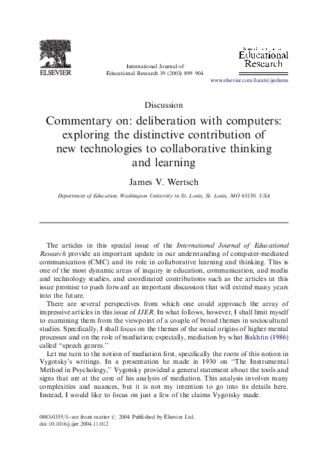 (PDF) Commentary on: deliberation with computers: exploring the distinctive contribution of new ...