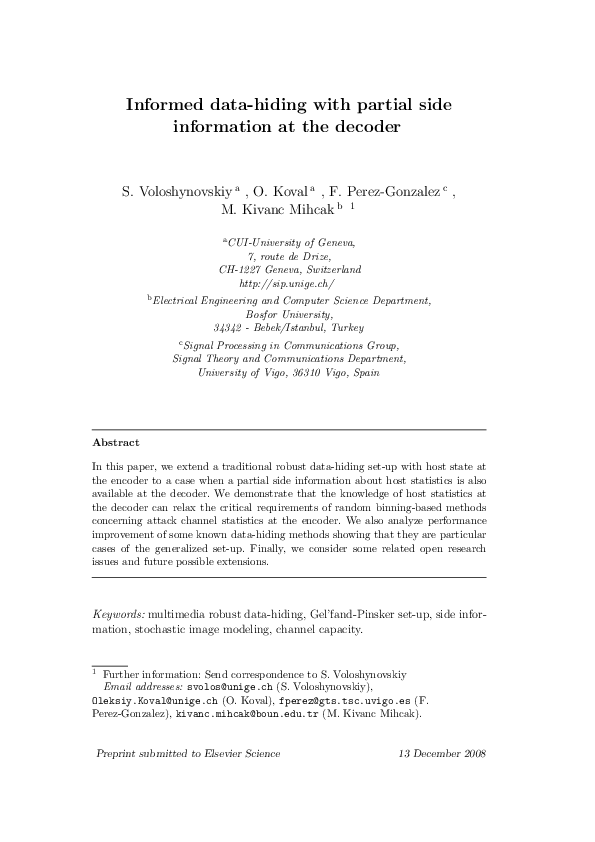 (PDF) Informed data-hiding with partial side information at the decoder