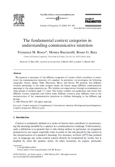 (PDF) The fundamental context categories in understanding communicative ...