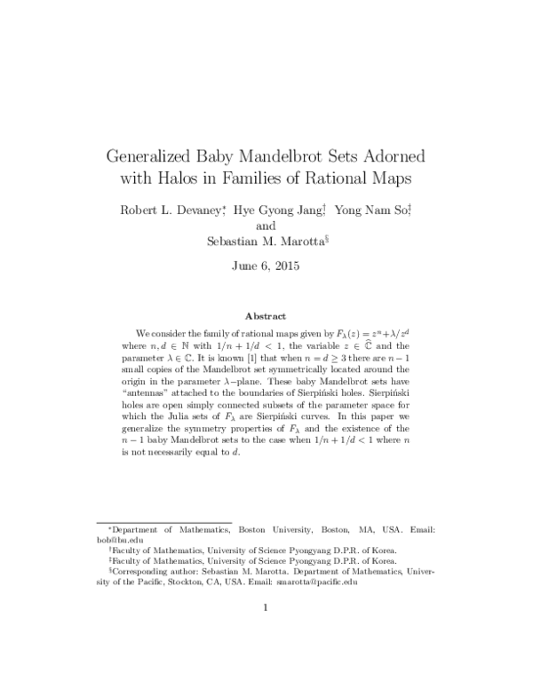 (PDF) Generalized baby Mandelbrot sets adorned with halos in families of rational maps