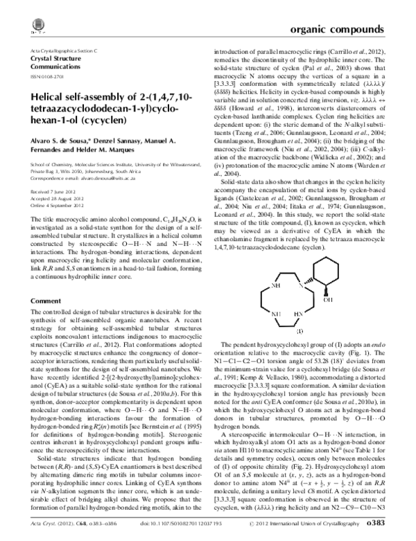 (PDF) Helical self-assembly of 2-(1,4,7,10-tetraazacyclododecan-1-yl ...