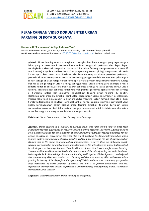 (PDF) Perancangan Video Dokumenter Urban Farming di Kota Surabaya