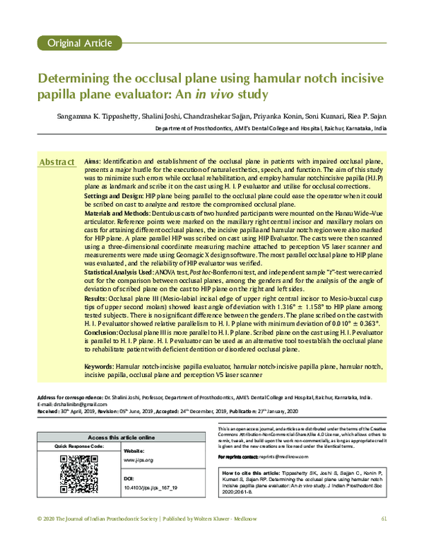 (PDF) Determining the occlusal plane using hamular notch incisive ...