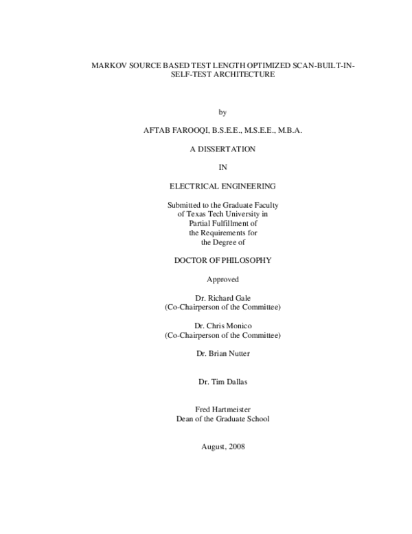Pdf Markov Source Based Test Length Optimized Scan Bist Architecture