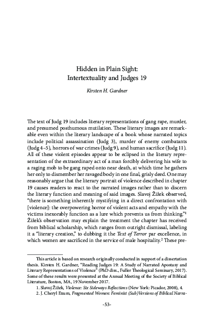 (PDF) Hidden in Plain Sight: Intertextuality and Judges 19