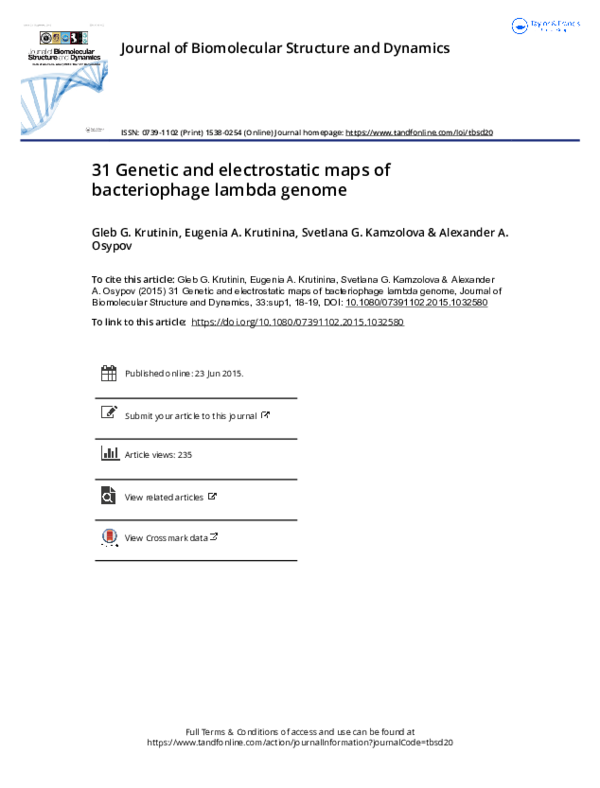 (PDF) 31 Genetic and electrostatic maps of bacteriophage lambda genome ...