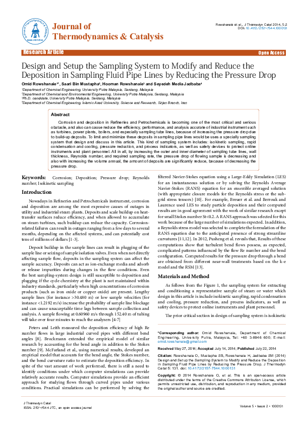 Design and Setup the Sampling System to Modify and Reduce the ...
