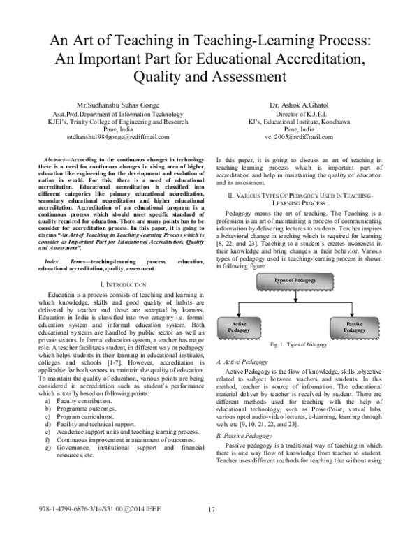 (PDF) An art of teaching in teaching-learning process: An important ...