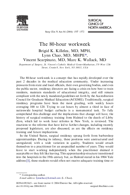 (PDF) The 80-hour workweek