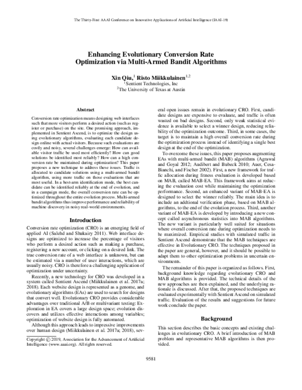 (PDF) Enhancing Evolutionary Conversion Rate Optimization via Multi-Armed Bandit Algorithms