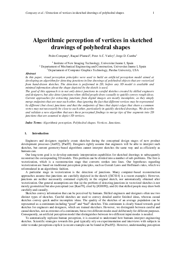(PDF) Detection of Vertices in Sketched Drawings of Polyhedral Shapes