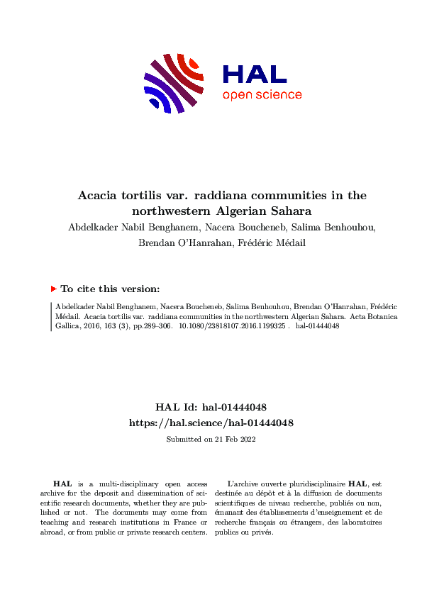(PDF) Acacia tortilis var. raddiana communities in the northwestern ...