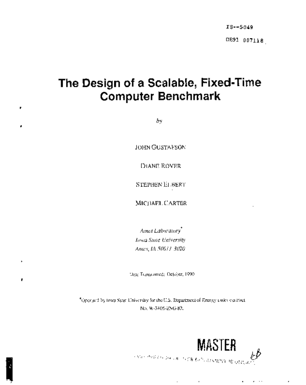 (PDF) The design of a scalable, fixed-time computer benchmark