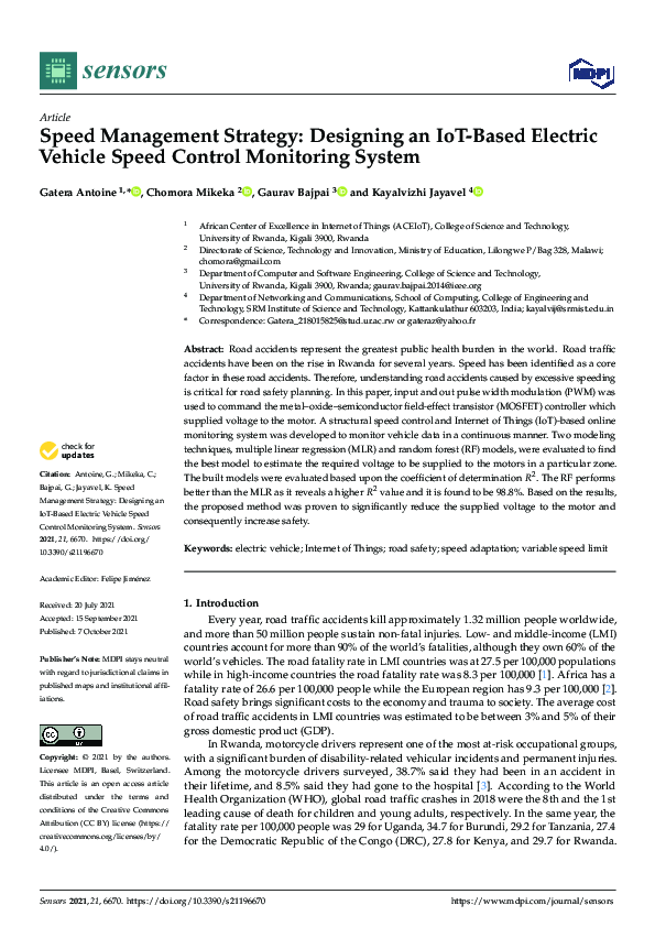 (PDF) Speed Management Strategy: Designing an IoT-Based Electric Vehicle Speed Control ...