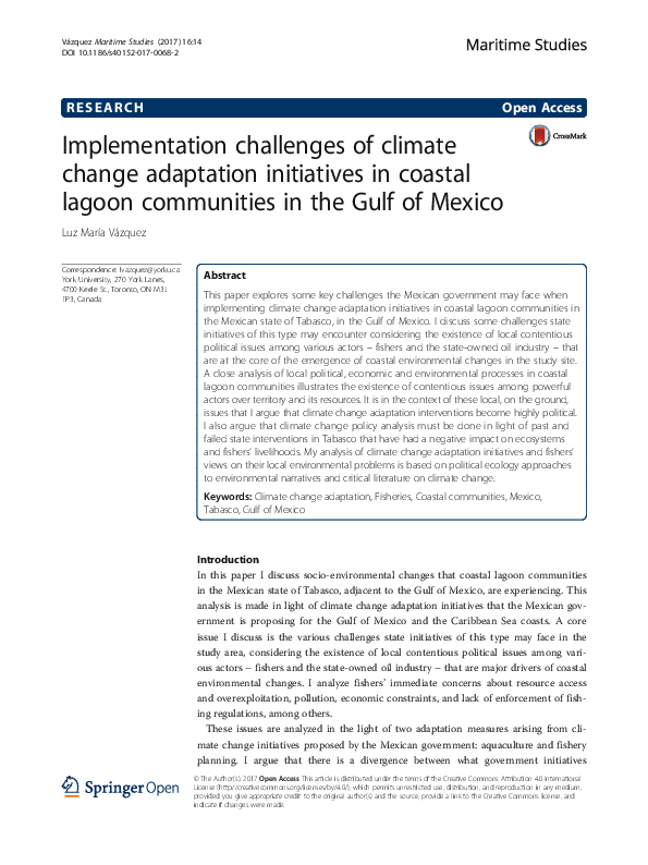 (PDF) Implementation challenges of climate change adaptation ...