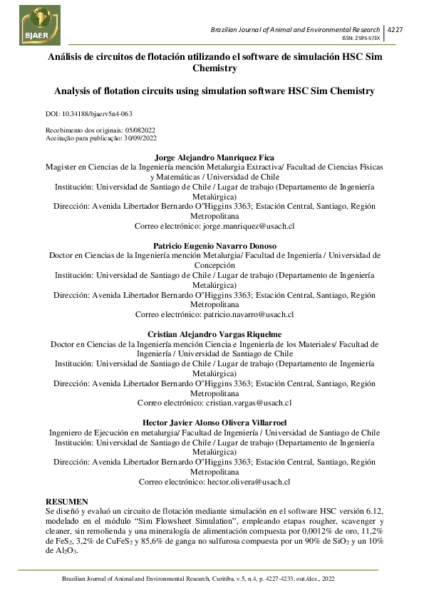 (PDF) Análisis de circuitos de flotación utilizando el software de ...