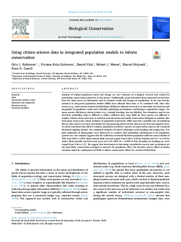 (PDF) Using citizen science data in integrated population models to inform conservation