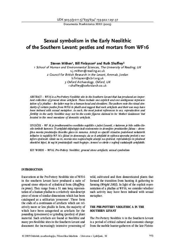 (PDF) Sexual symbolism in the Early Neolithic of the Southern Levant ...