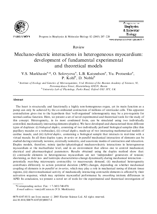 (PDF) Mechano-electric interactions in heterogeneous myocardium ...
