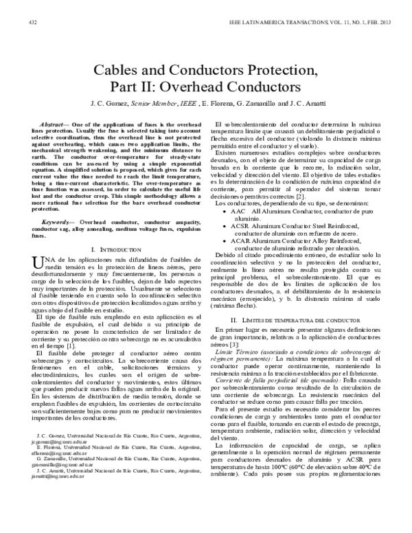 (PDF) Cables and conductors protection, part II: overhead conductors
