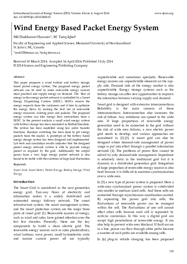 (PDF) Optimizing Wind Energy Packet System with SEDC Management
