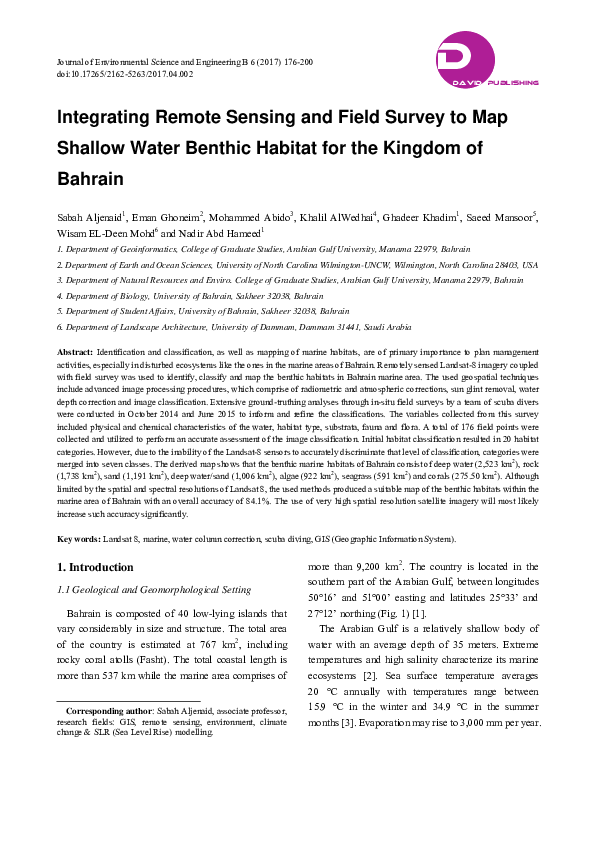 Pdf Integrating Remote Sensing And Field Survey To Map Shallow Water Benthic Habitat For The