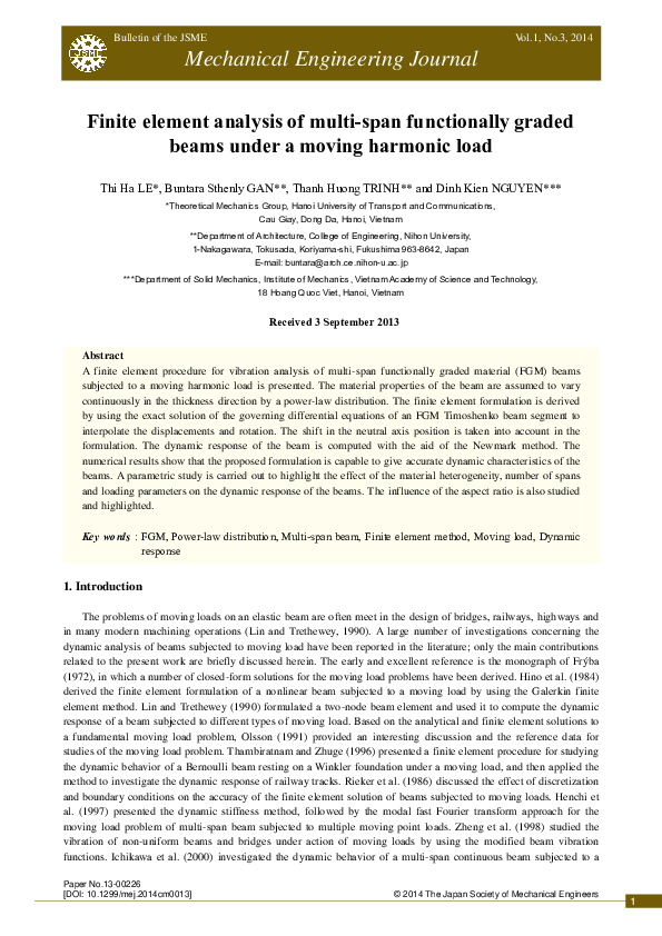 (PDF) Finite element analysis of multi-span functionally graded beams under a moving harmonic load