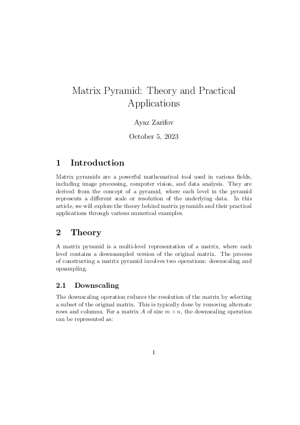 (PDF) Matrix Pyramid: Theory and Practical Applications