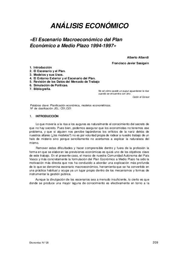 (PDF) ANÁLISIS ECONÓMICO «El Escenario Macroeconómico del Plan ...