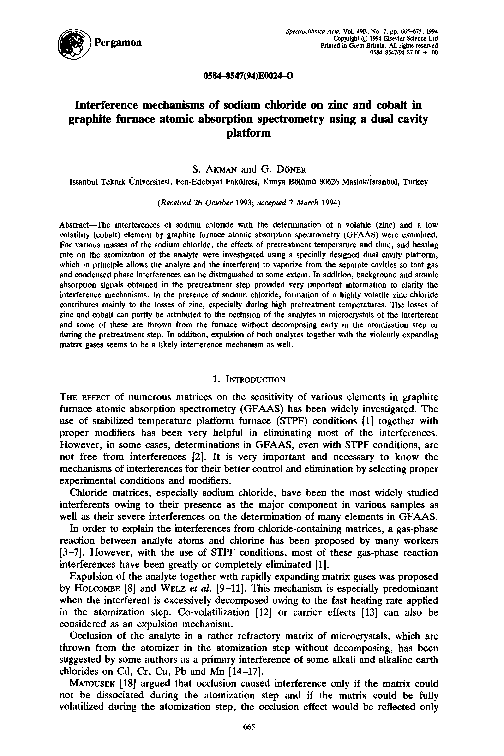 (PDF) Interference mechanisms of sodium chloride on zinc and cobalt in graphite furnace atomic ...