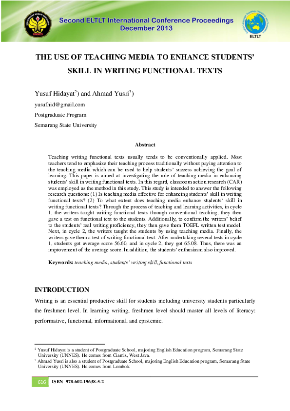 (PDF) The Use of Teaching Media to Enhance Students' Skill in Writing ...