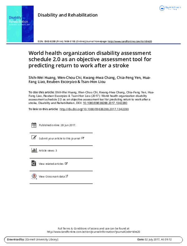 (PDF) World Health Organization Disability Assessment Schedule 2.0--12 ...