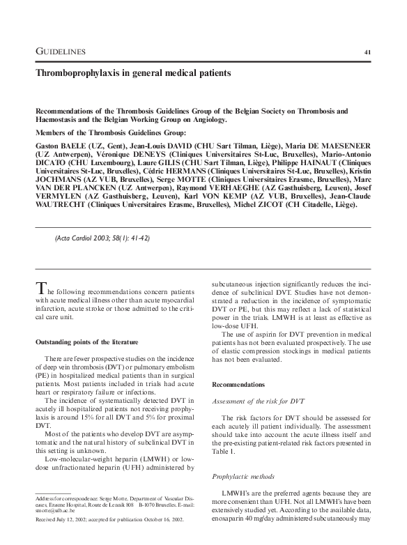 (PDF) Thromboprophylaxis in general medical patients