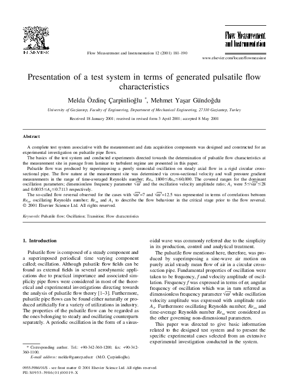 (PDF) Presentation of a test system in terms of generated pulsatile ...