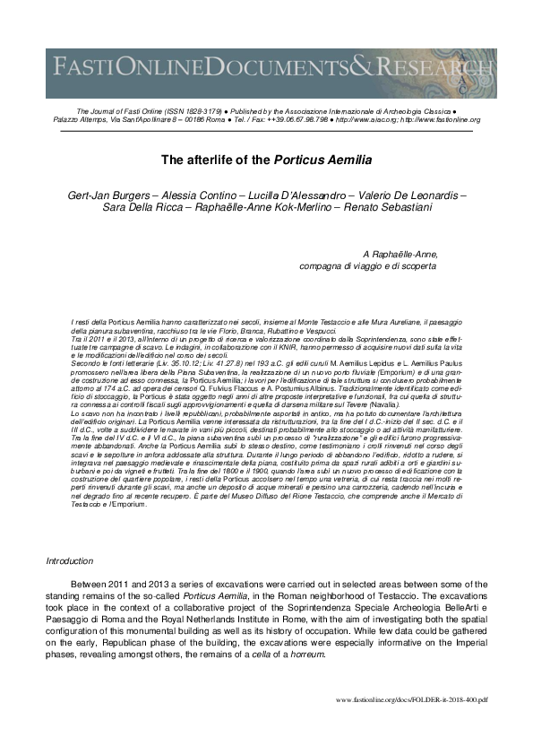 (PDF) The afterlife of the Porticus Aemilia