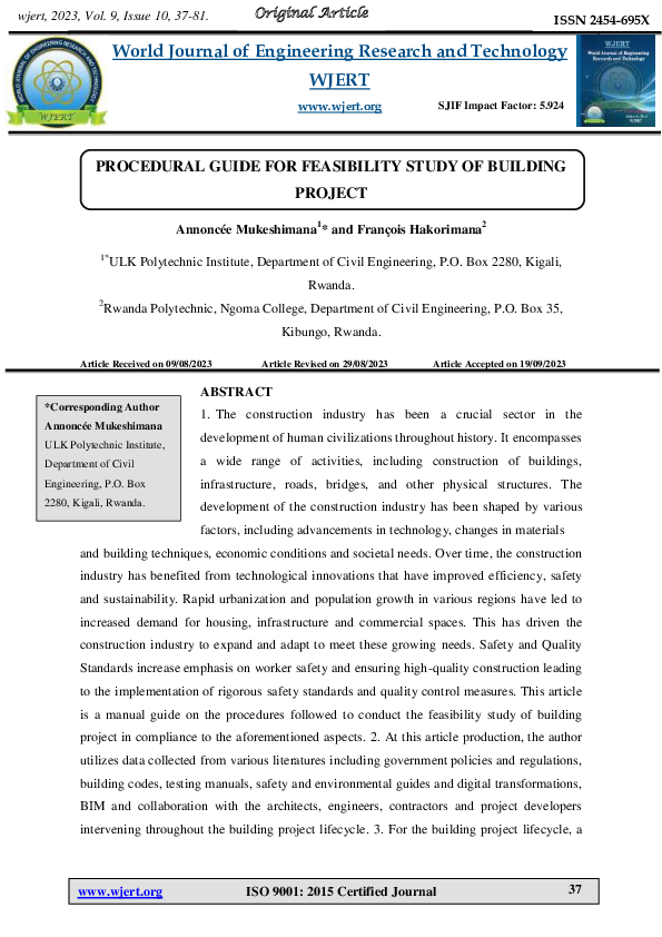 (PDF) PROCEDURAL GUIDE FOR FEASIBILITY STUDY OF BUILDING PROJECT