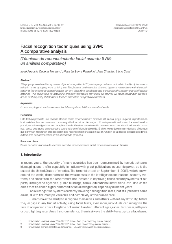 Pdf Facial Recognition Techniques Using Svm A Comparative Analysis