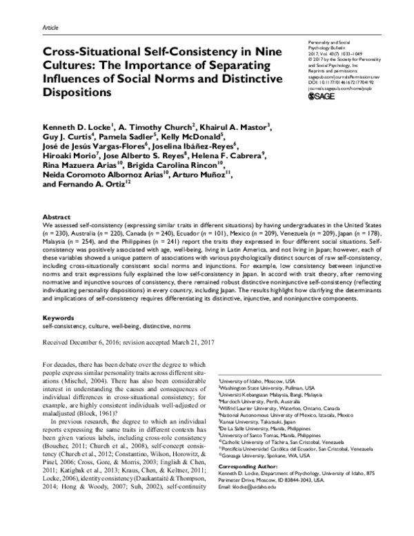 (PDF) Cross-Situational Self-Consistency in Nine Cultures: The Importance of Separating ...