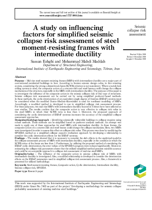 (PDF) A study on influencing factors for simplified seismic collapse ...