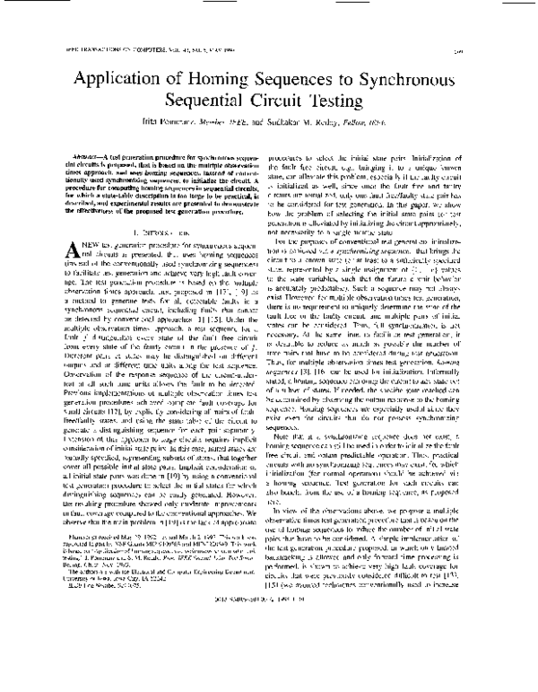 (PDF) Application of homing sequences to synchronous sequential circuit ...