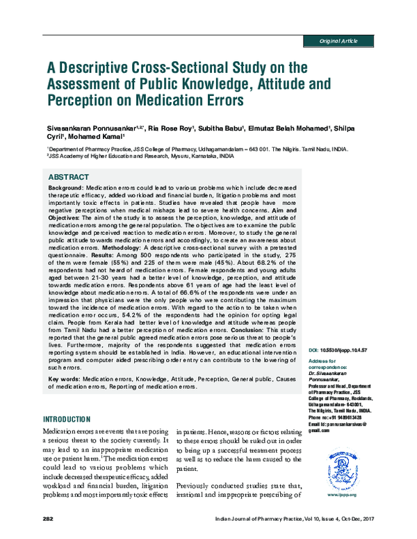 (PDF) A Descriptive Cross-Sectional Study on the Assessment of Public ...