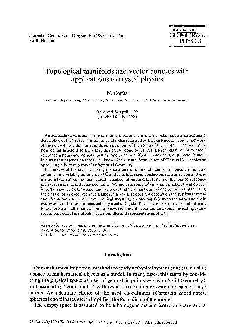 (PDF) Topological manifolds and vector bundles with applications to ...