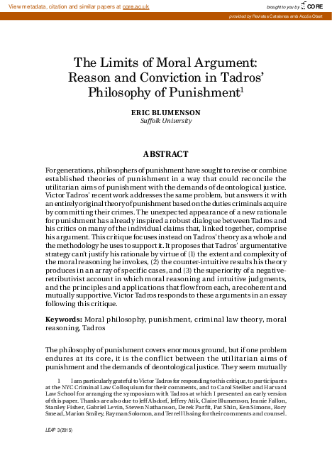 (PDF) The Limits of Moral Argument: Reason and Conviction in Tadros ...