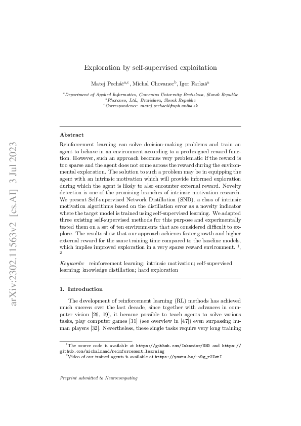 (PDF) Exploration by self-supervised exploitation
