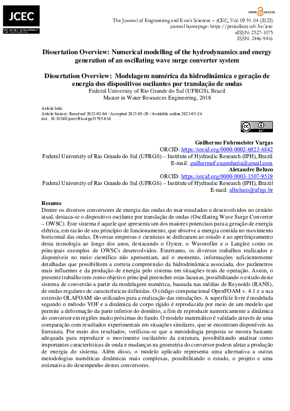Pdf Dissertation Overview Numerical Modelling Of The Hydrodynamics And Energy Generation Of