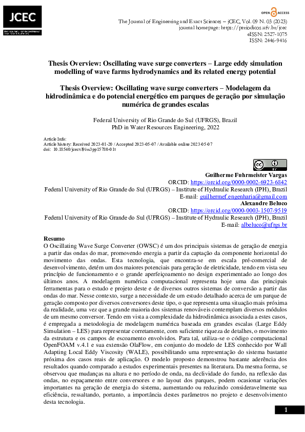 Pdf Thesis Overview Oscillating Wave Surge Converters Large Eddy Simulation Modelling Of