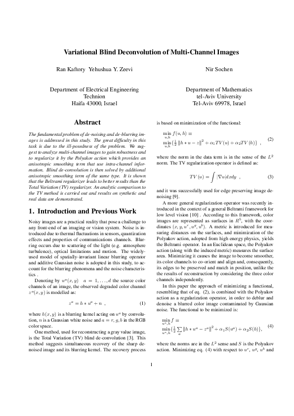(PDF) Variational blind deconvolution of multi‐channel images