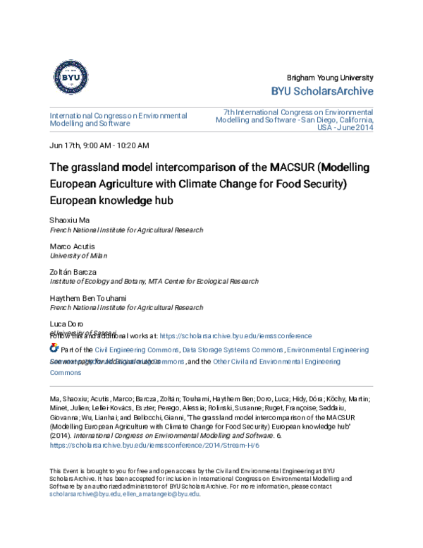 (PDF) The grassland model intercomparison of the MACSUR (Modelling ...